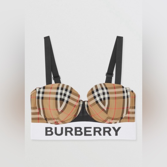 Burberry | Tops | Burberry Beige Check Bra Bikini Top New Xssmall ...